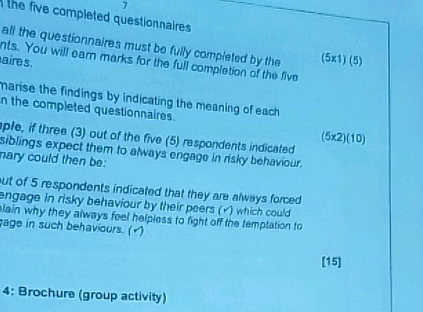the five completed questionnaires all the | StudyX