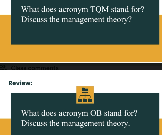 What does acronym TQM stand for Discuss the | StudyX