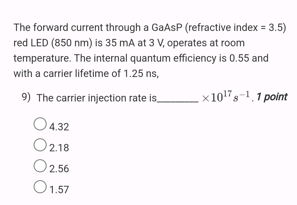 The forward current through a GaAsP | StudyX