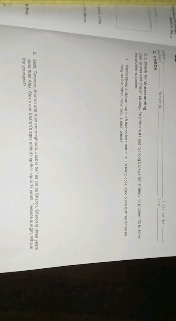 Madule 265 Name Class number Setion | StudyX