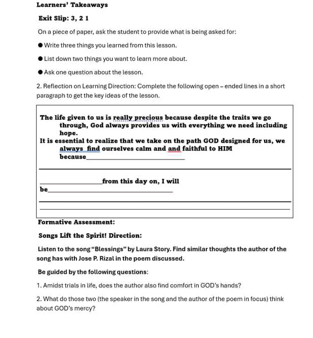 Learners Takeaways Exit Slip 3 21 On a | StudyX