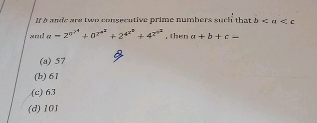 If b andc are two consecutive prime numbers
