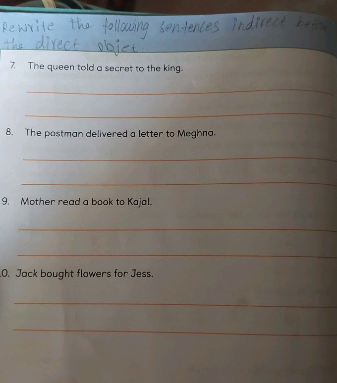 Rewrite the following sentences indirect | StudyX