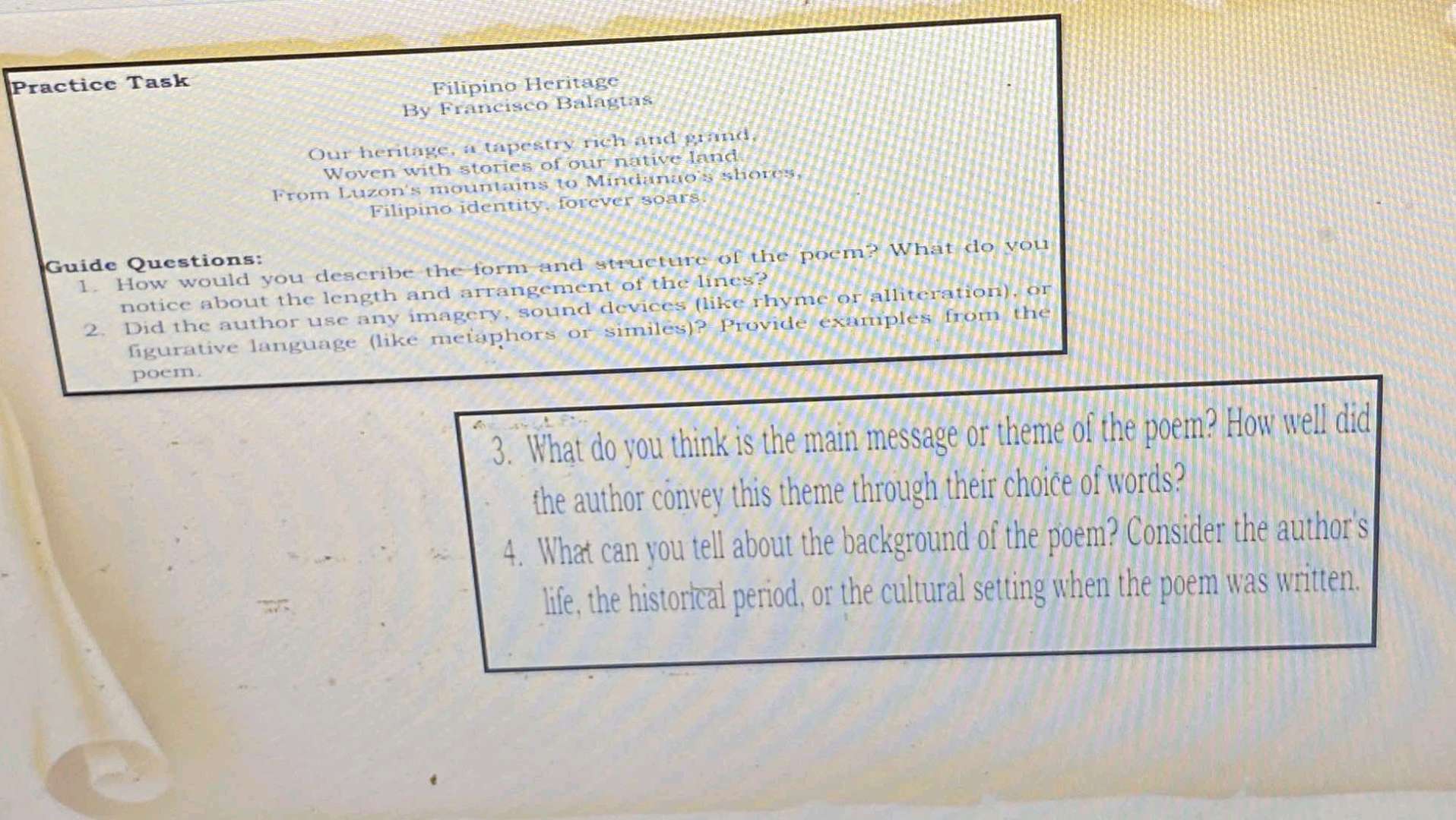 Practice Task Filipino Heritage | StudyX