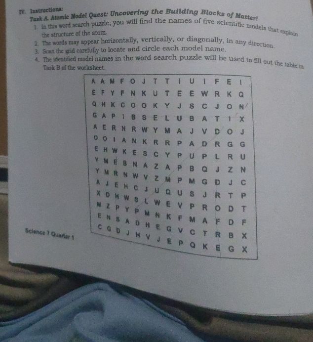 FV Instructions Task A Atomic Model Quest | StudyX