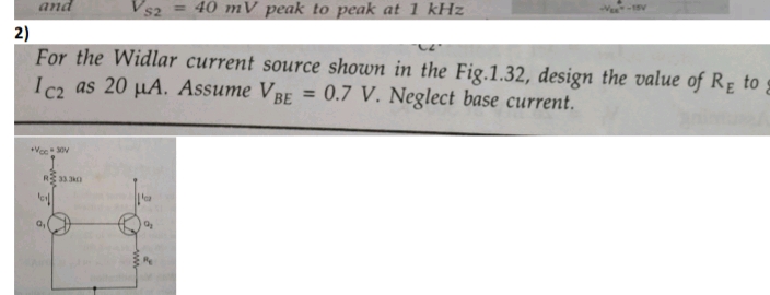 2) For the Widlar current source shown in | StudyX