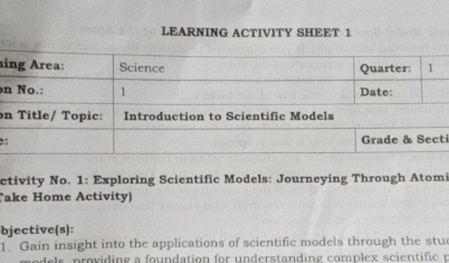 LEARNING ACTIVITY SHEET 1 Ling Area | StudyX
