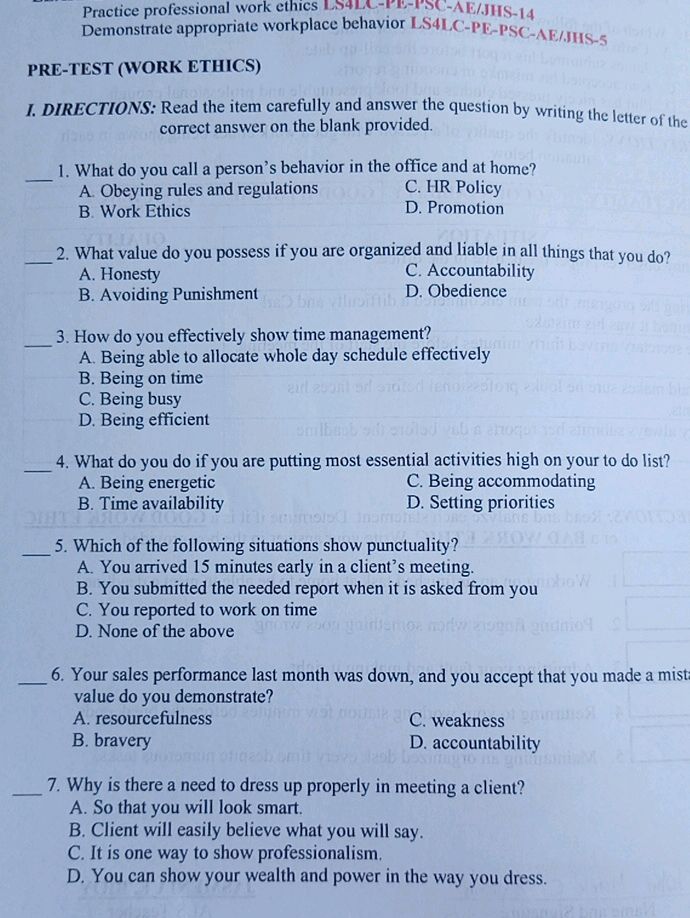 Practice professional work ethics | StudyX