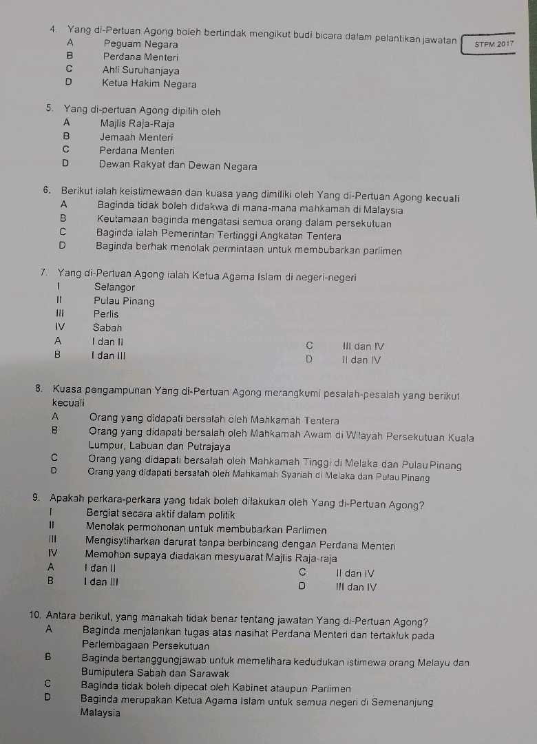 4 Yang di-Pertuan Agong boleh bertindak | StudyX