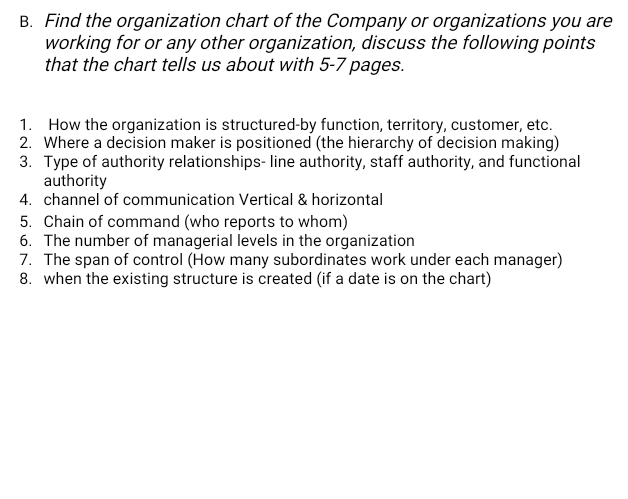 B Find the organization chart of the Company | StudyX