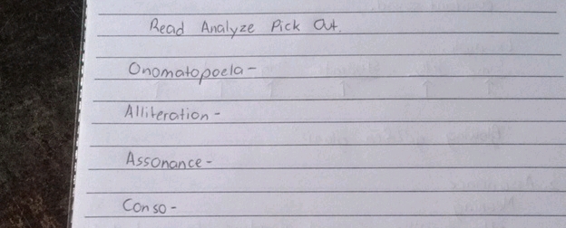 Read Analyze Pick out Onomatopoela- | StudyX