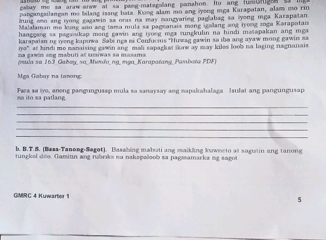gabay mo sa araw araw at sa pang-matagalang | StudyX