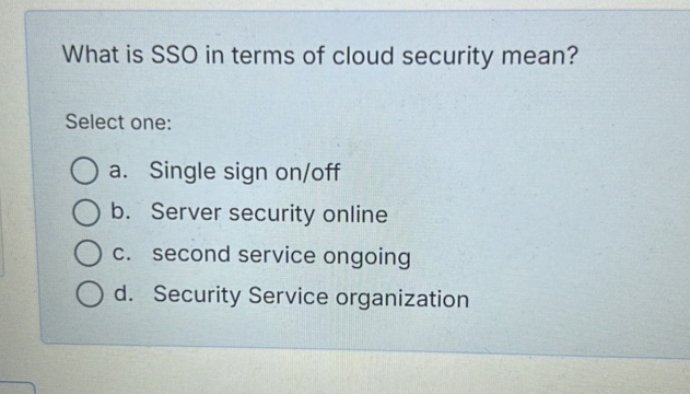 What is SSO in terms of cloud security mean | StudyX