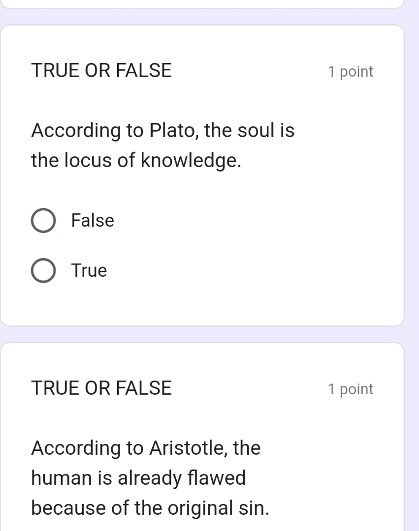 TRUE OR FALSE 1 point According to Plato | StudyX