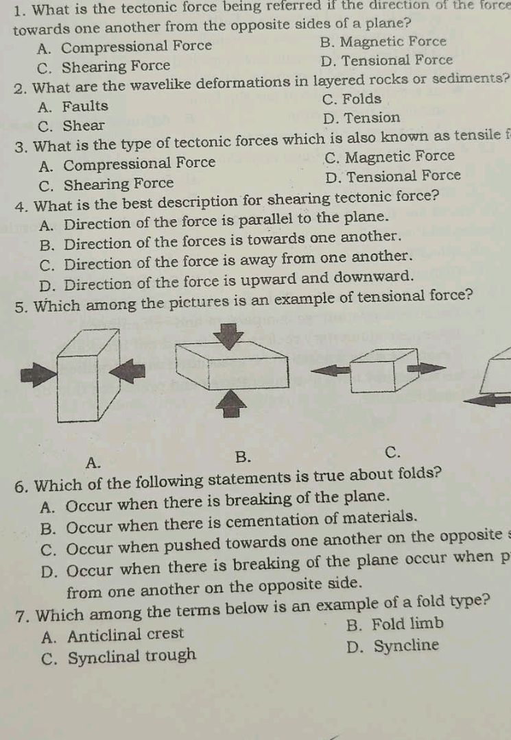 1 What is the tectonic force being referred | StudyX