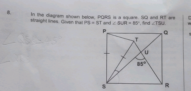 8 In the diagram shown below PQRS is a | StudyX