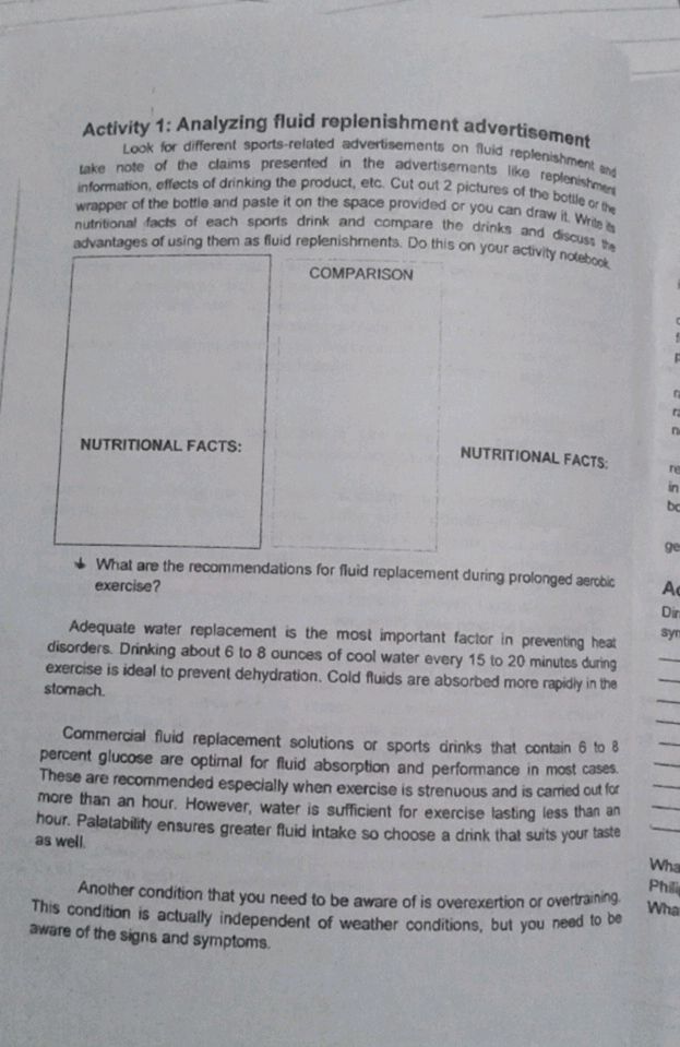 Activity 1 Analyzing fluid replenishment | StudyX