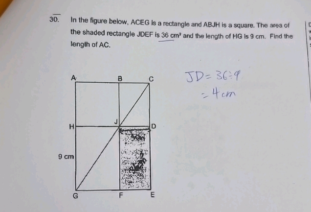 30 In the figure below ACEG is a rectangle | StudyX