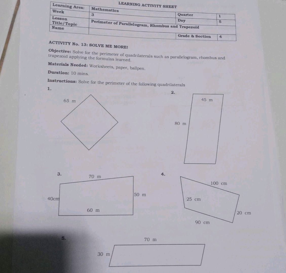 LEARNING ACTIVITY SHEET ACTIVITY No 13 | StudyX