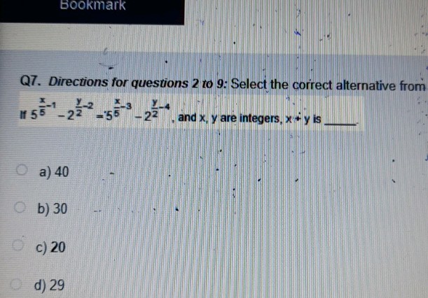 Bookmark Q7 Directions for questions 2 to 9 | StudyX