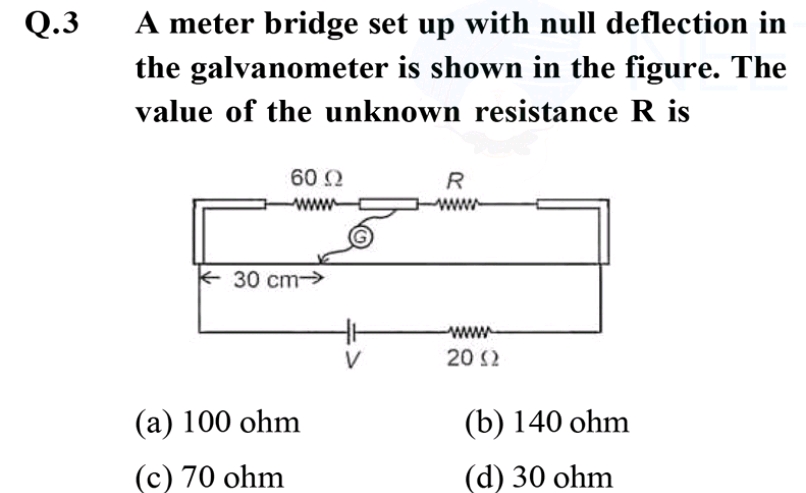 Q 3 A meter bridge set up with null | StudyX