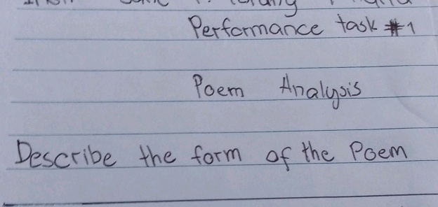 Performance task 1 Poem Analysis Describe | StudyX