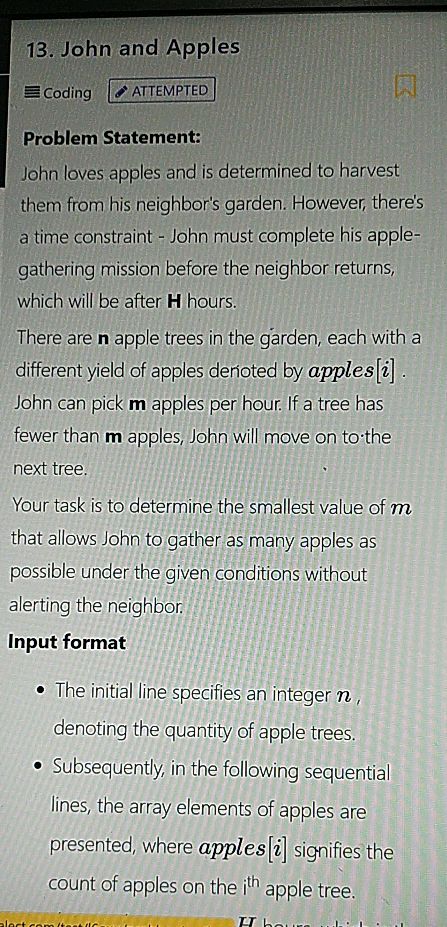 13 John and Apples Coding ATTEMPTED Problem | StudyX