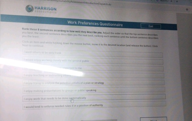 HARRISON assessments Work Preferences | StudyX