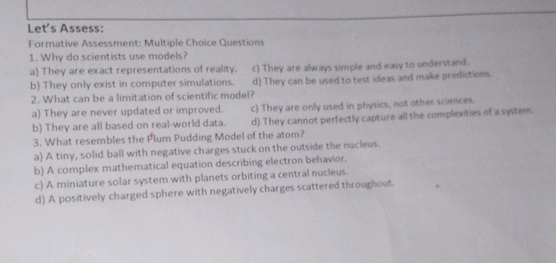 Lets Assess Formative Assessment Multiple | StudyX