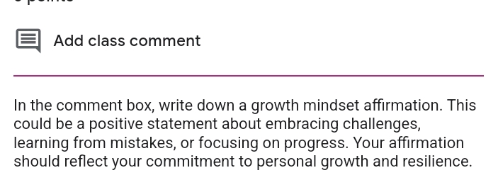 Add class comment In the comment box write | StudyX
