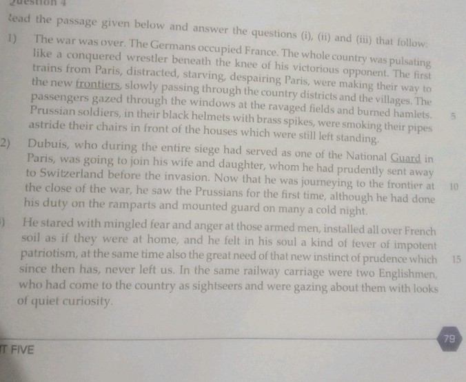 Read the passage given below and answer the | StudyX