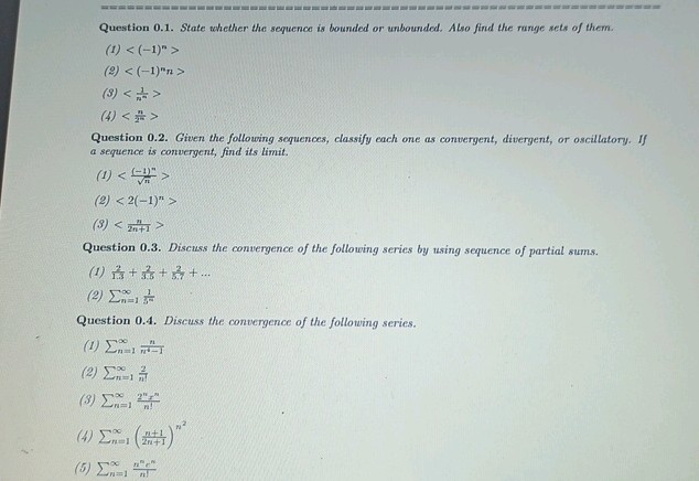 Question 01 State whether the sequence is | StudyX