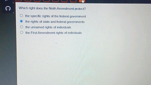 Which right does the Ninth Amendment | StudyX