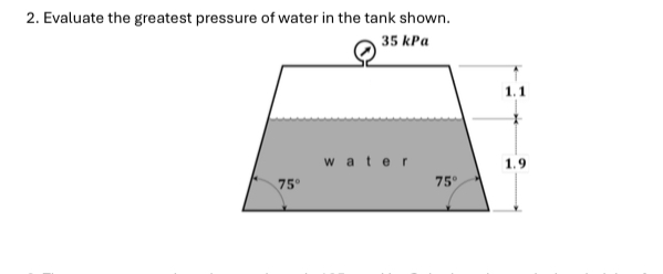 2 Evaluate the greatest pressure of water | StudyX