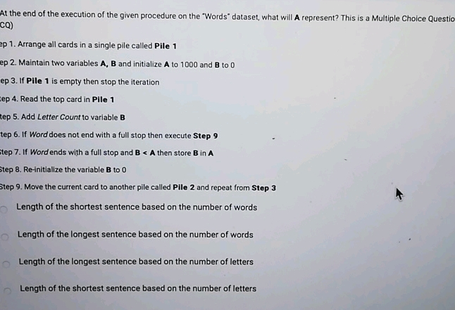 At the end of the execution of the given | StudyX