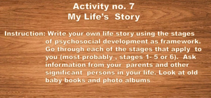 Activity no 7 My Lifes Story Instruction | StudyX