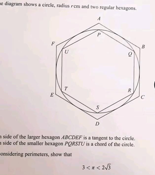 diagram shows a circle radius r cm and two | StudyX