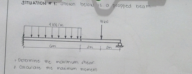 SITUATION 1 Shown below is a propped beam | StudyX