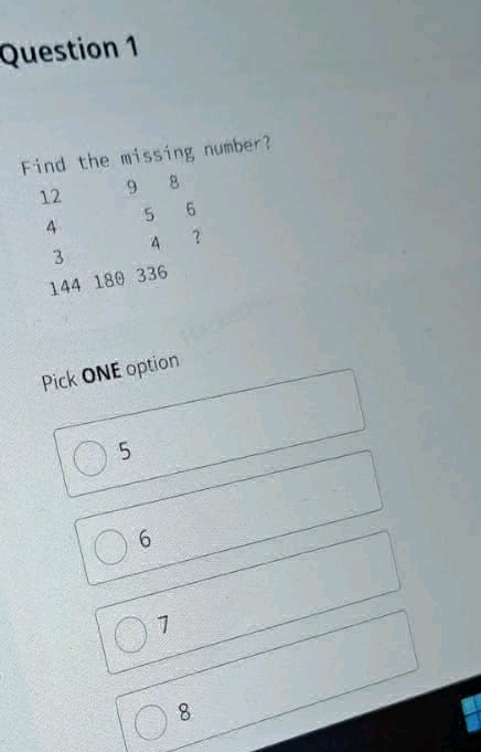 Question 1 Find the missing number 12 9 | StudyX