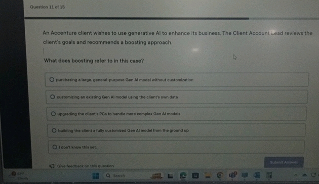 Question 11 of 15 An Accenture client | StudyX