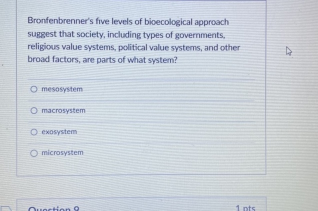 Bronfenbrenners five levels of | StudyX