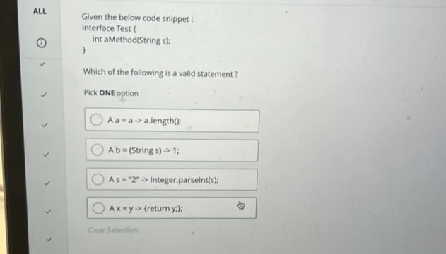 ALL Given the below code snippet interface | StudyX