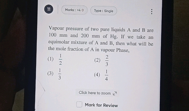 11 Marks +40 Type Single Vapour pressure | StudyX