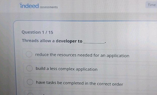 indeed assessments Time Question 1 / 15 | StudyX