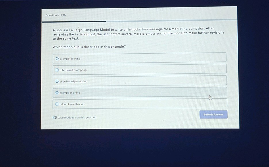 Question 5 of 15 A user asks a Large | StudyX