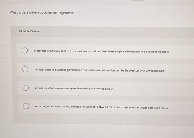 What is data-driven decision management | StudyX