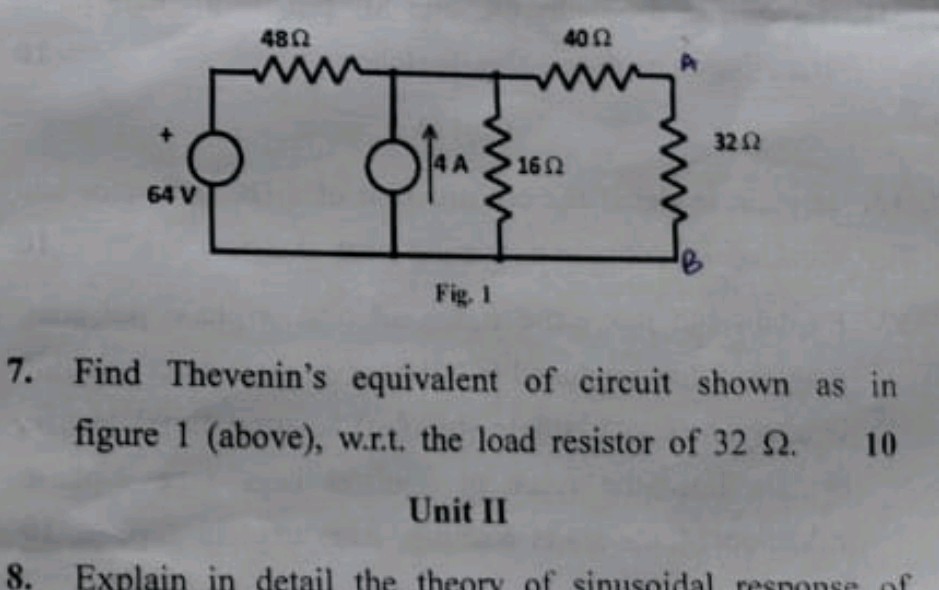 Fig 1 7 Find Thevenins equivalent of | StudyX