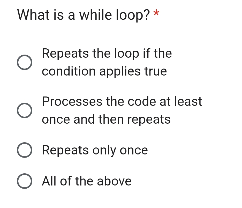 What is a while loop Repeats the loop if | StudyX