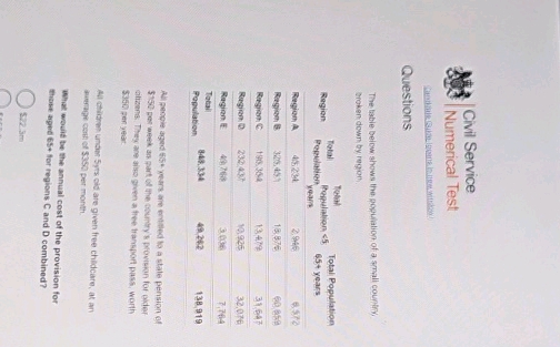 Civil Service Numerical Test Questions The | StudyX
