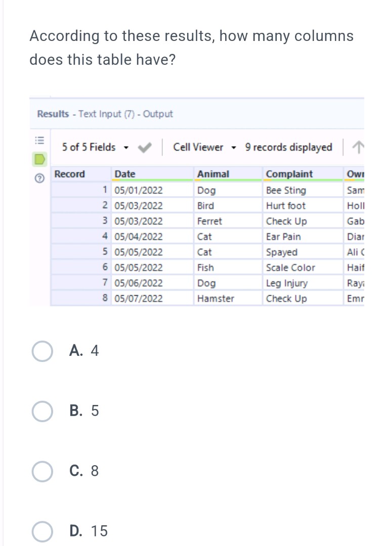 According to these results how many columns | StudyX